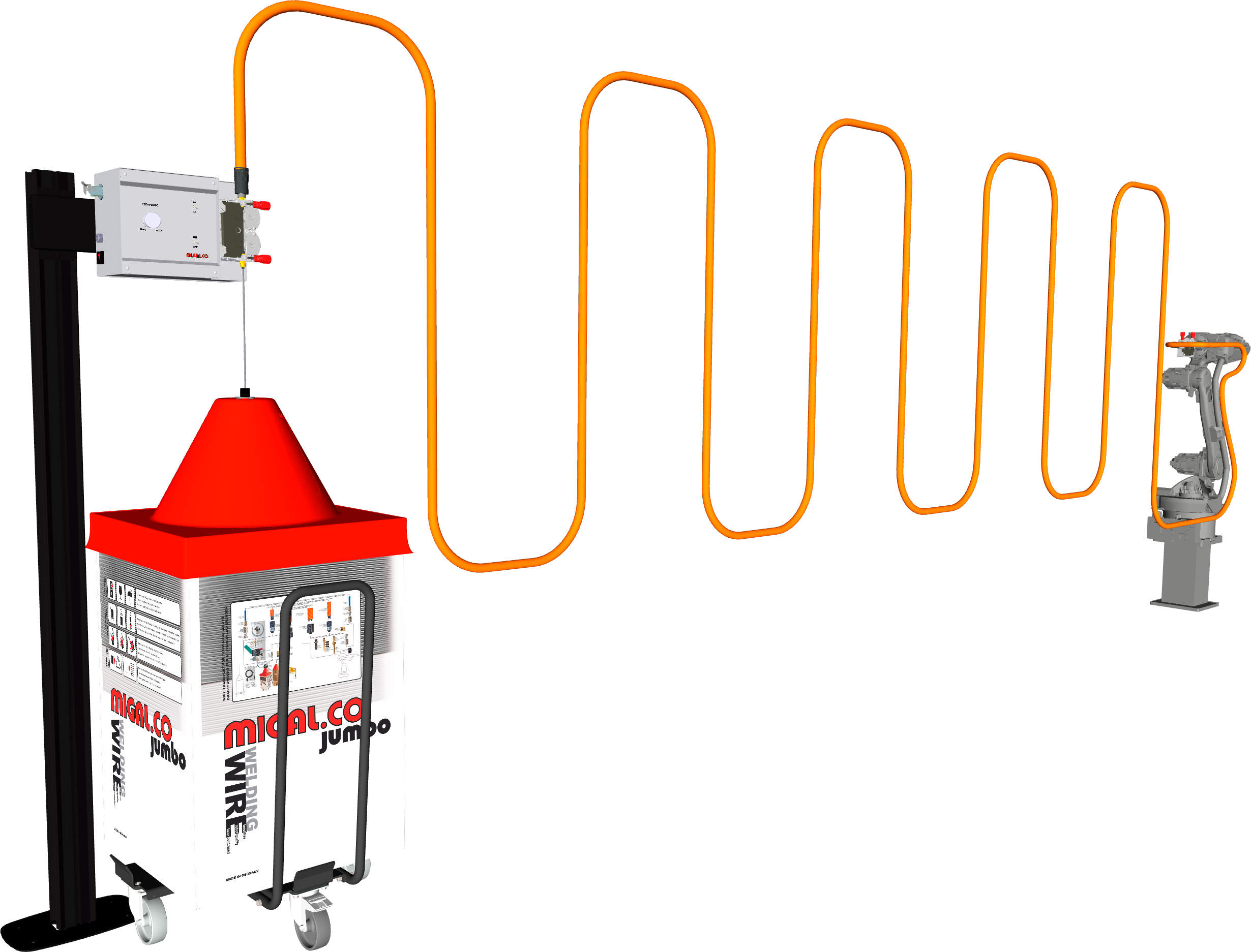 RoboFeed is a feed assist wire drive for long distances